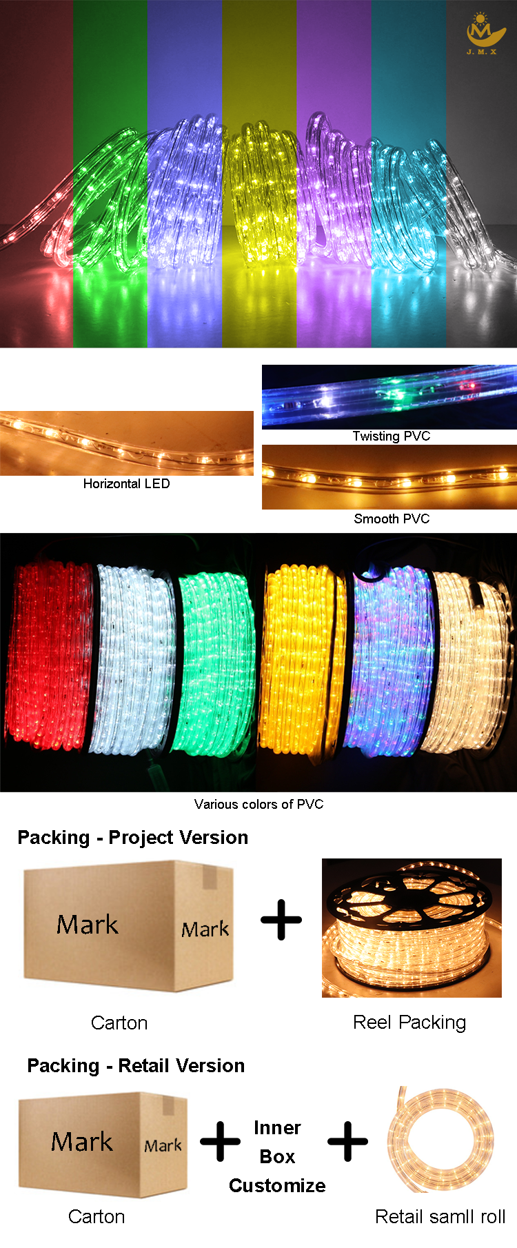 36V Sync RGBW LED Rope Light-Zhongshan J.M.X Electronics Co., Ltd.