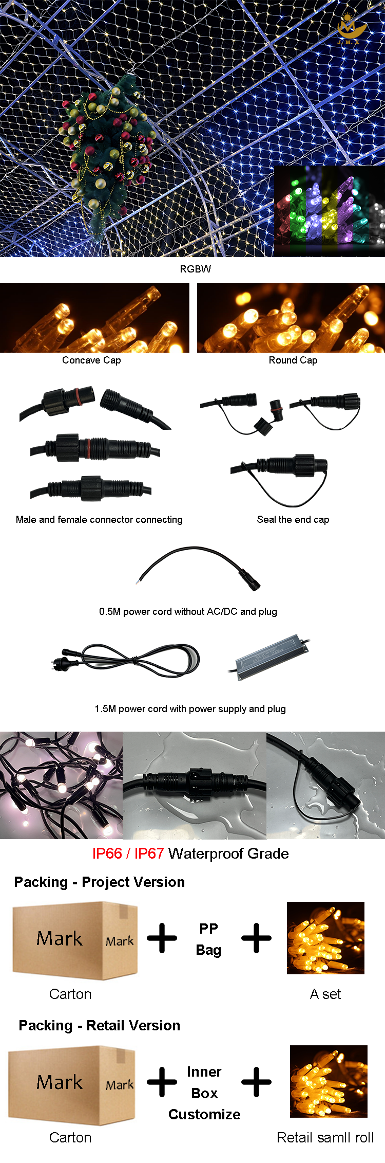 36V Rubber Wire Sync RGBW LED Net Light-Zhongshan J.M.X Electronics Co ...
